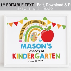 EDITABLE Last Day of School Sign Printable, Boy End of School Photo ...