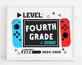 First Day of 4th Grade Sign, Printable First Day of School Sign Girl ...