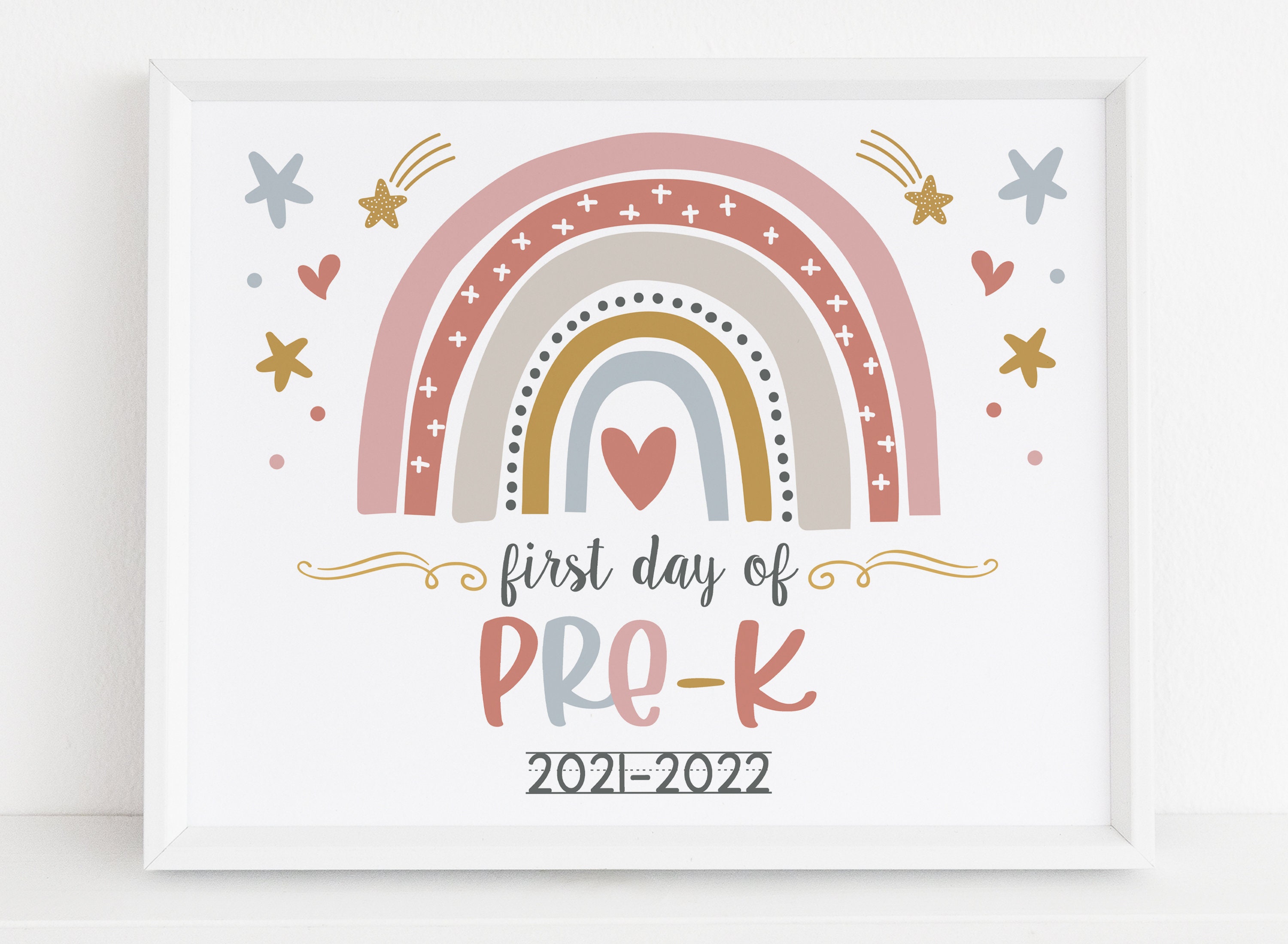 Boho Rainbow First Day of Pre-K Sign Printable Girl Back to | Etsy