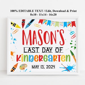 Editable Any Grade Last Day of School Sign Printable, Boy End of School ...