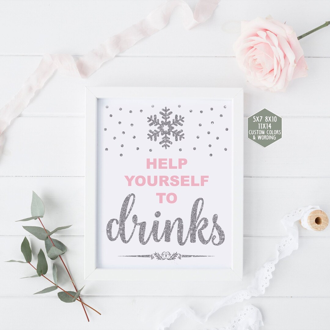 Help Yourself to Drinks Sign Printable Winter Onederland - Etsy