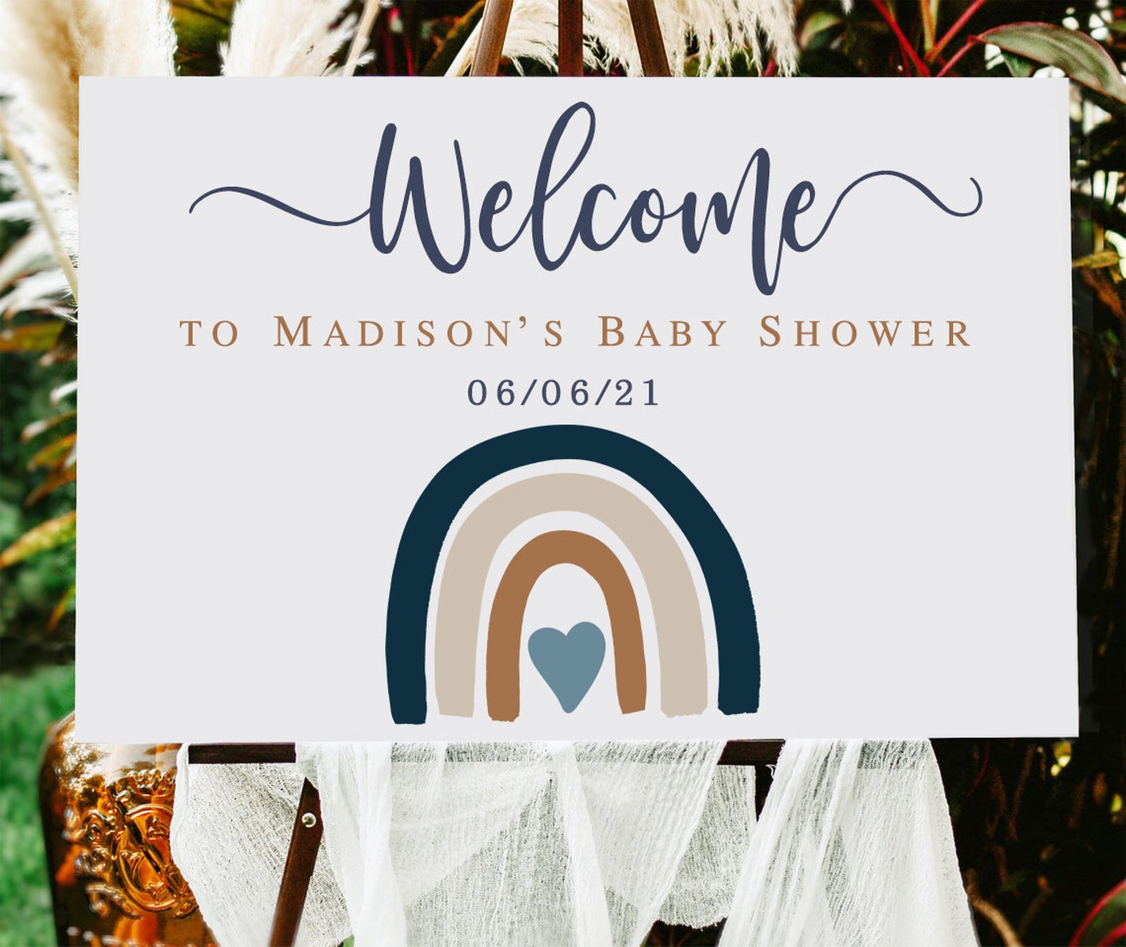 EDITABLE Boho Rainbow Thank You Card Printable, Boy Baby Shower Flat ...