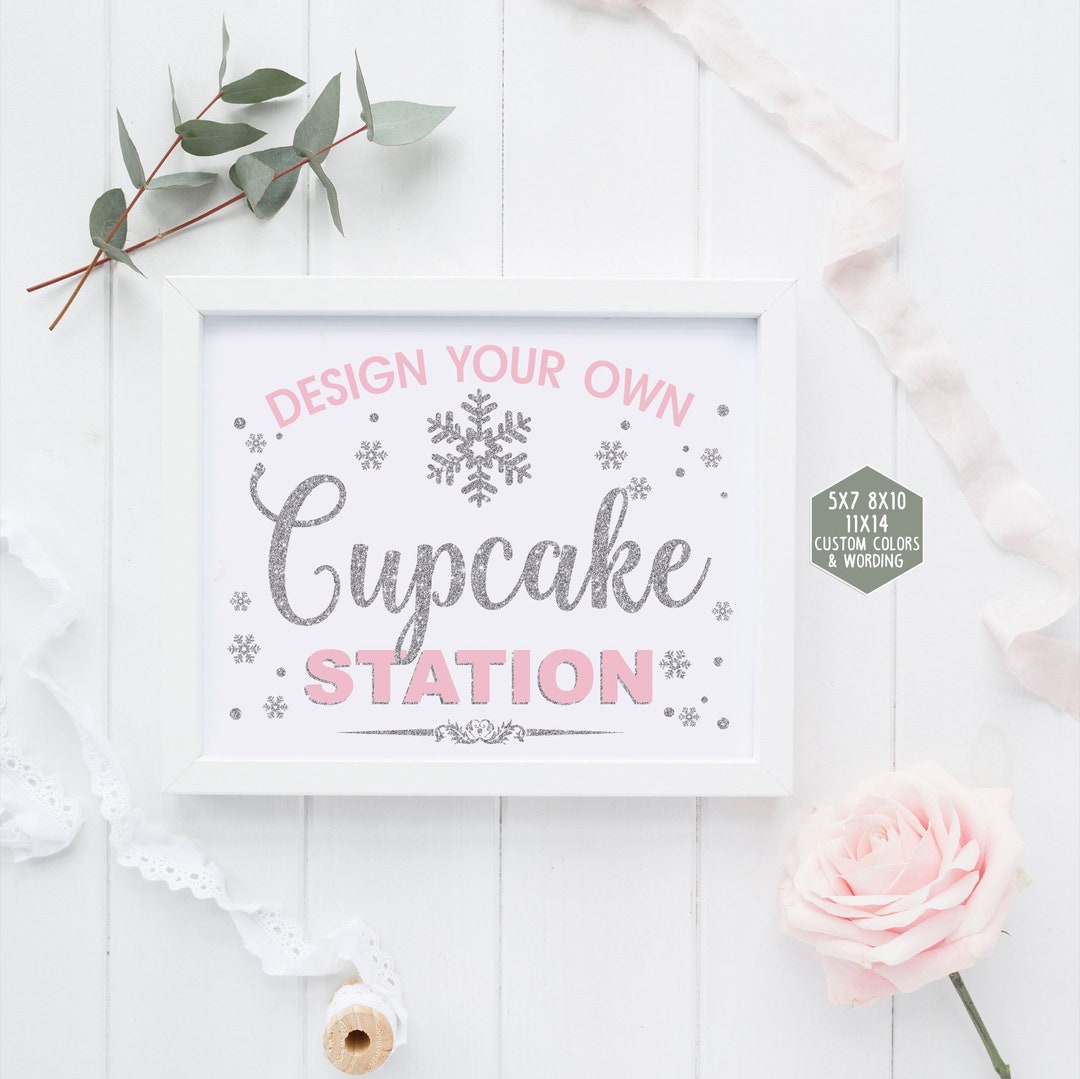 Cupcake Station Sign Printable Winter Onederland Decorations - Etsy