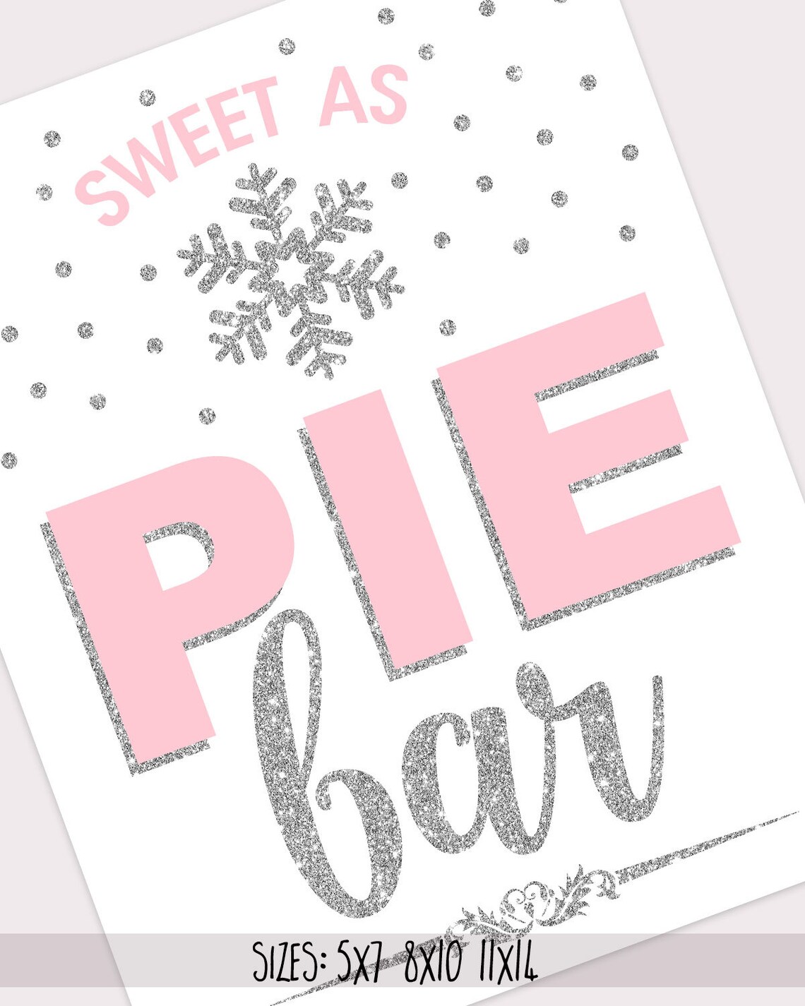 Pie Bar Sign Printable Winter Onederland Decorations Pink - Etsy