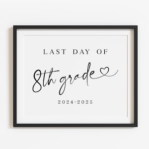 Minimalist Last Day of 8th Grade Sign Printable, Modern Graduation ...