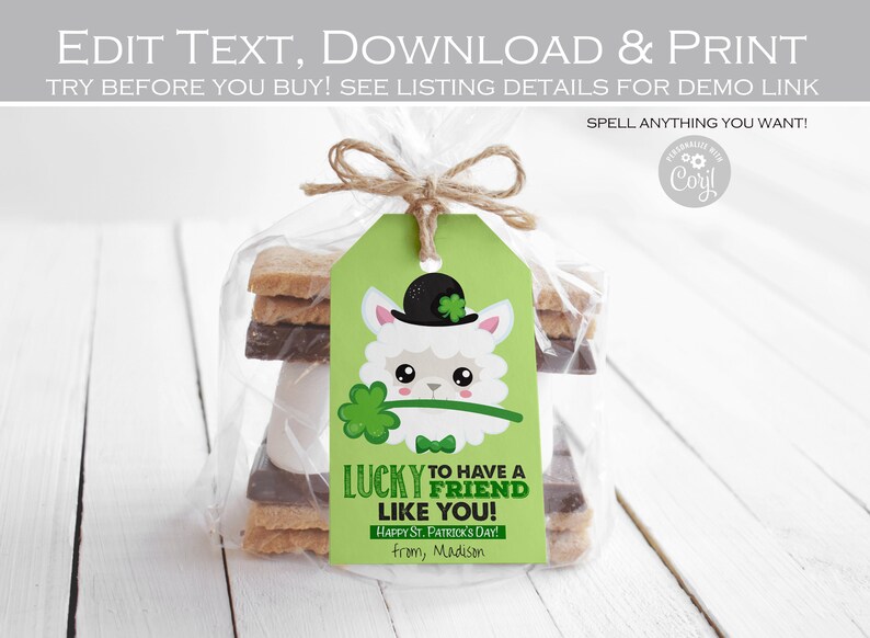 EDITABLE Rainbow Seeds St. Patrick's Day Tag Printable - Etsy