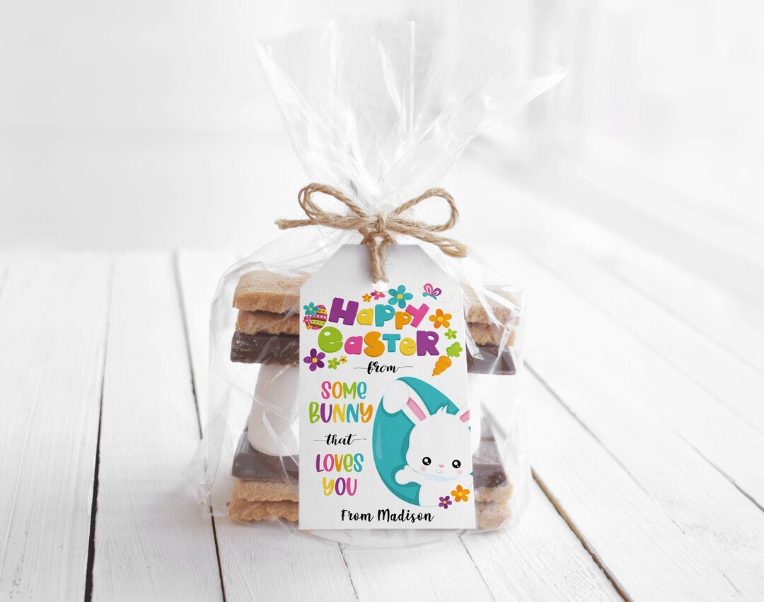 EDITABLE Easter Bunny Tag Printable, Some Bunny Loves You, Treat Tags ...