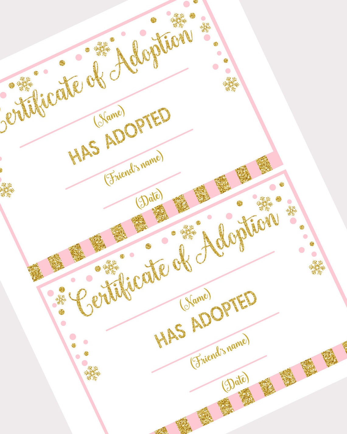 Adoption Center Sign and Certificate Printable Winter - Etsy