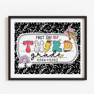First Day of 3rd Grade Sign Printable, Girl Back to School Photo Prop ...