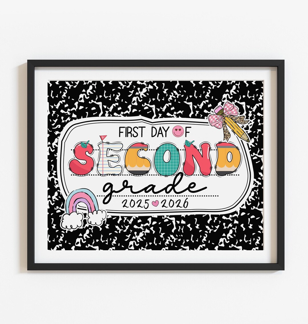 First Day of 2nd Grade Sign Printable, Girls Back to School Photo Prop ...
