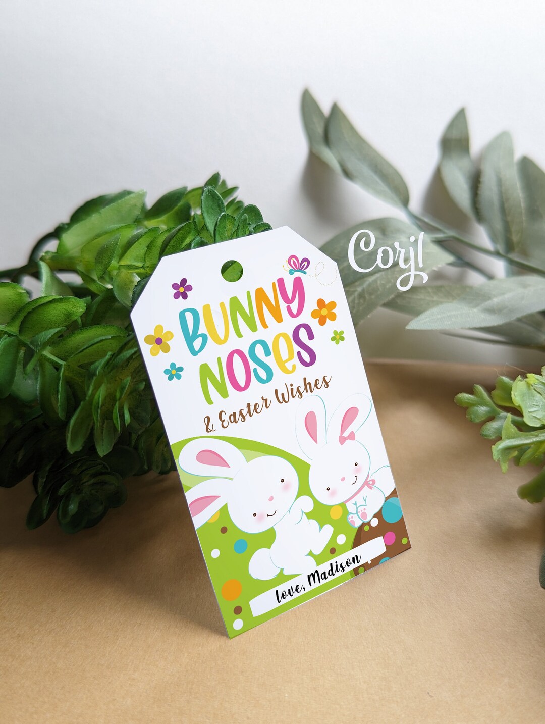 Editable Easter Bunny Noses Gift Tags Printable, Easter Basket Party ...