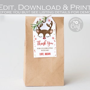 Reindeer Thank You Tags Oh Deer 1st Birthday Party Favor - Etsy
