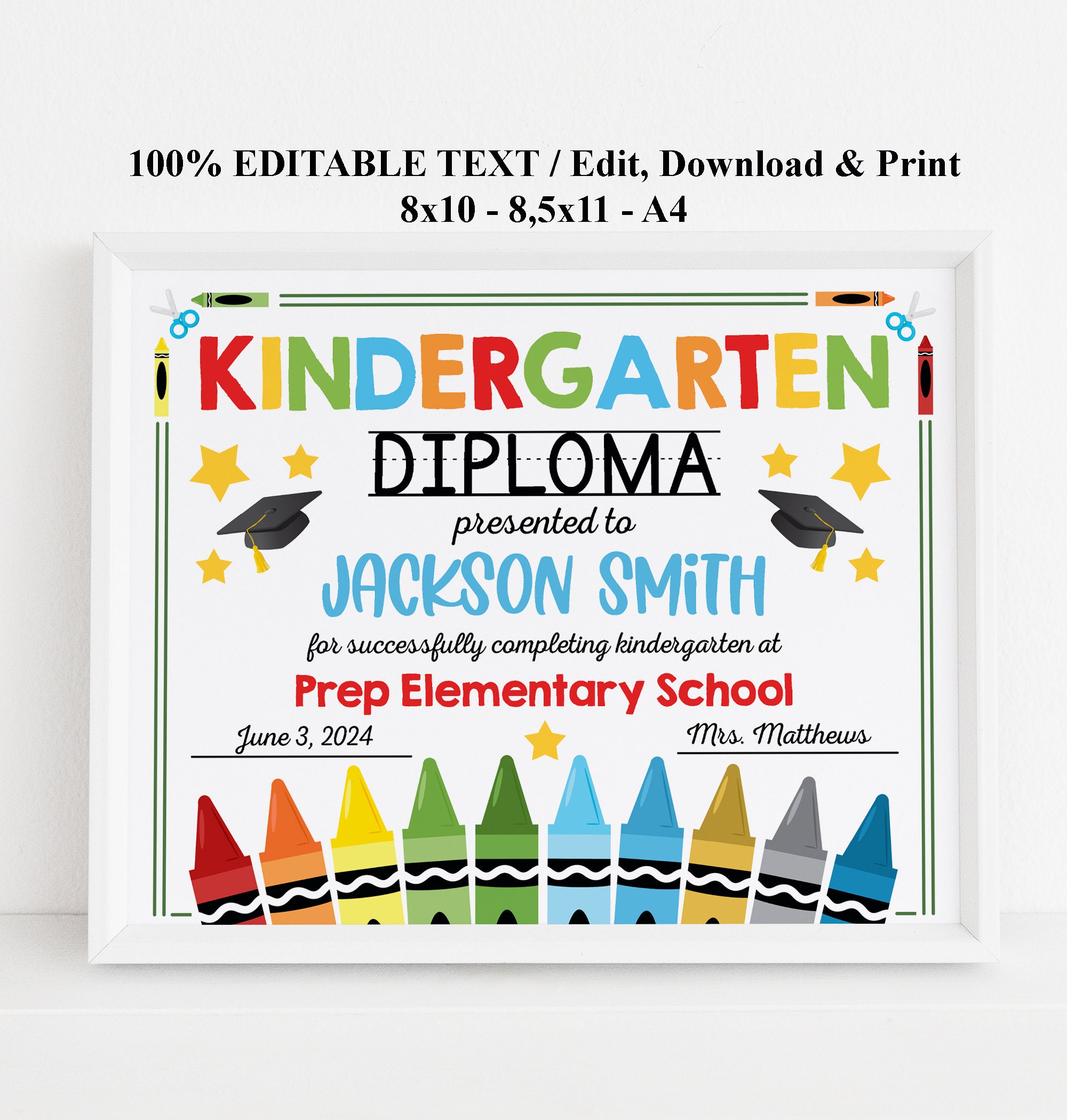 Blank Diploma Template Kindergarten