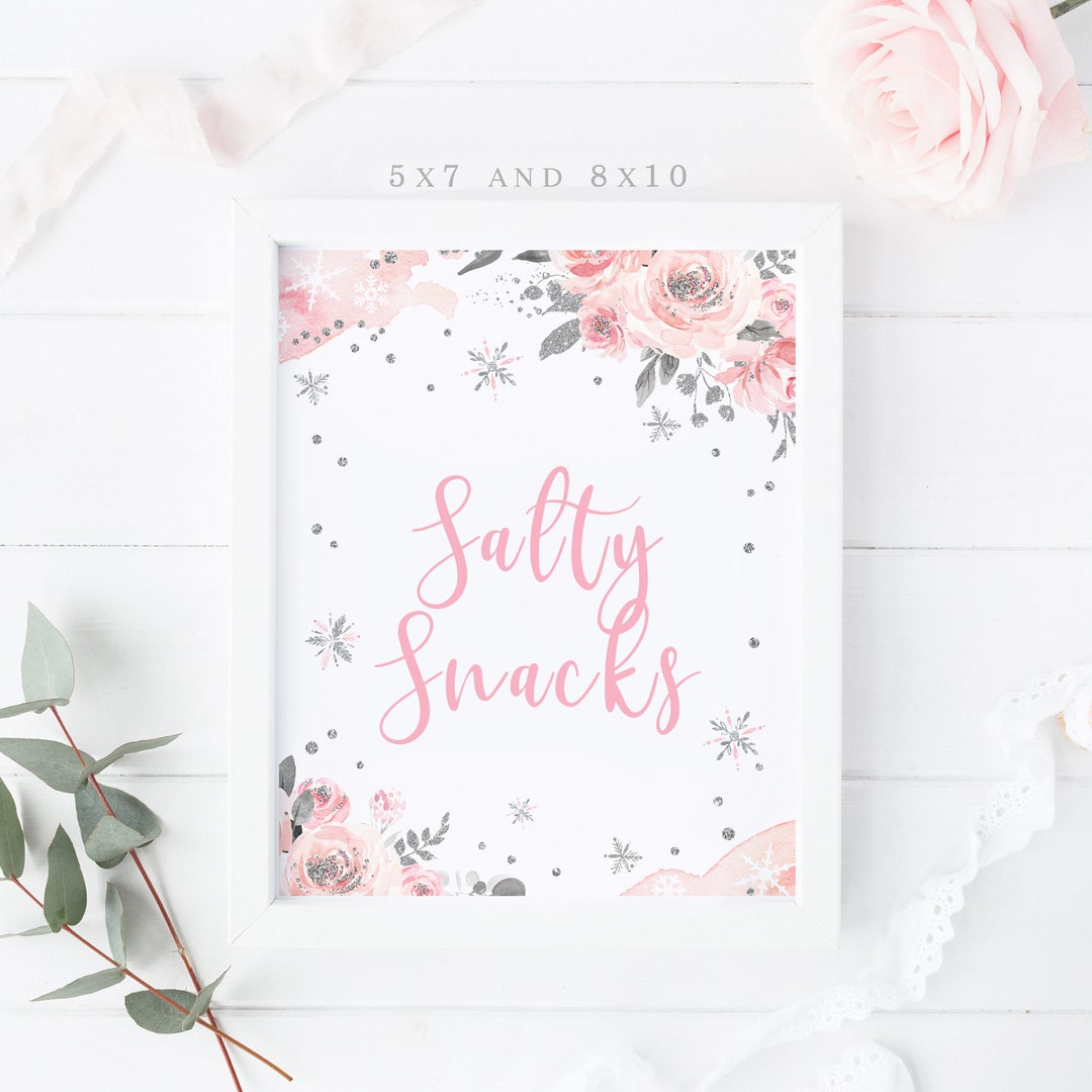 Salty Snacks Sign Printable Winter Onederland Table Decoration Blush ...
