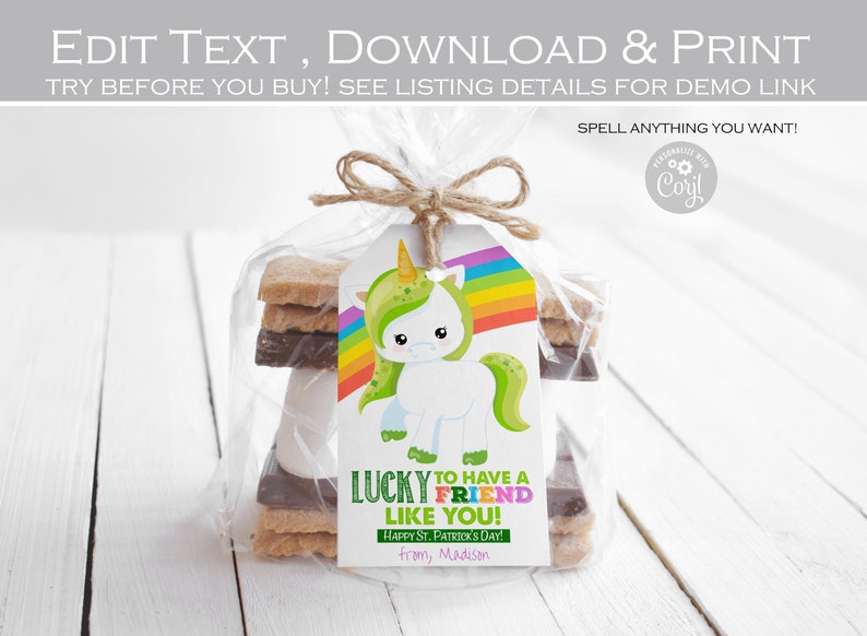 EDITABLE Rainbow Seeds St. Patrick's Day Tag Printable, St. Patty's ...