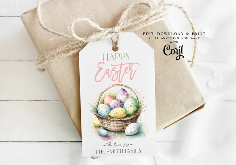 Happy Easter Gift Tag Printable Easter Basket Party Favors - Etsy