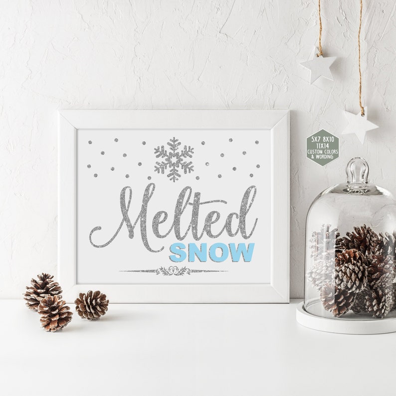 Melted Snow Sign Printable, Winter Onederland Decorations, Blue and ...