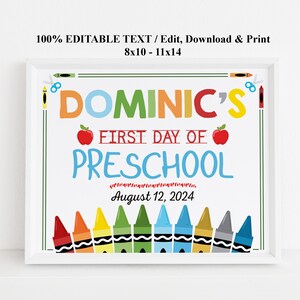Editable Boy First Day of School Printable Sign, Back to School, 1st ...