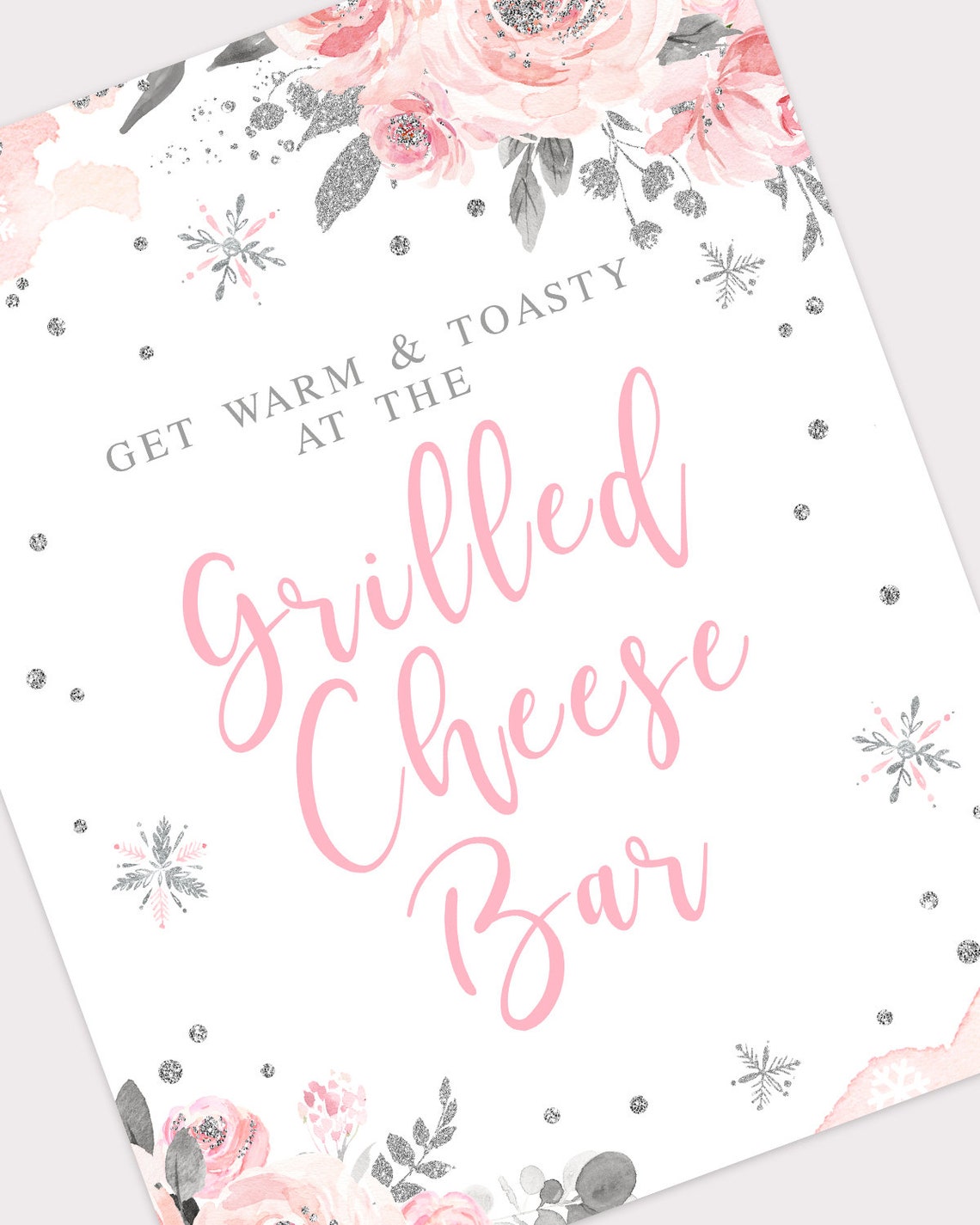 Grilled Cheese Bar Sign Printable, Winter Onederland Table Decor ...