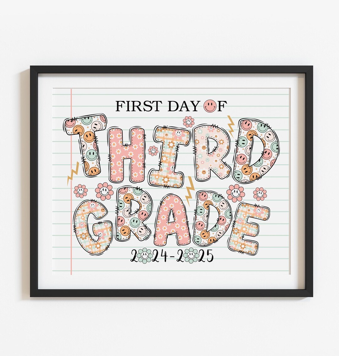 First Day of 3rd Grade Sign Printable, Girl Back to School Photo Prop ...