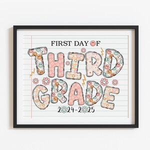 First Day of 3rd Grade Sign Printable, Girl Back to School Photo Prop ...