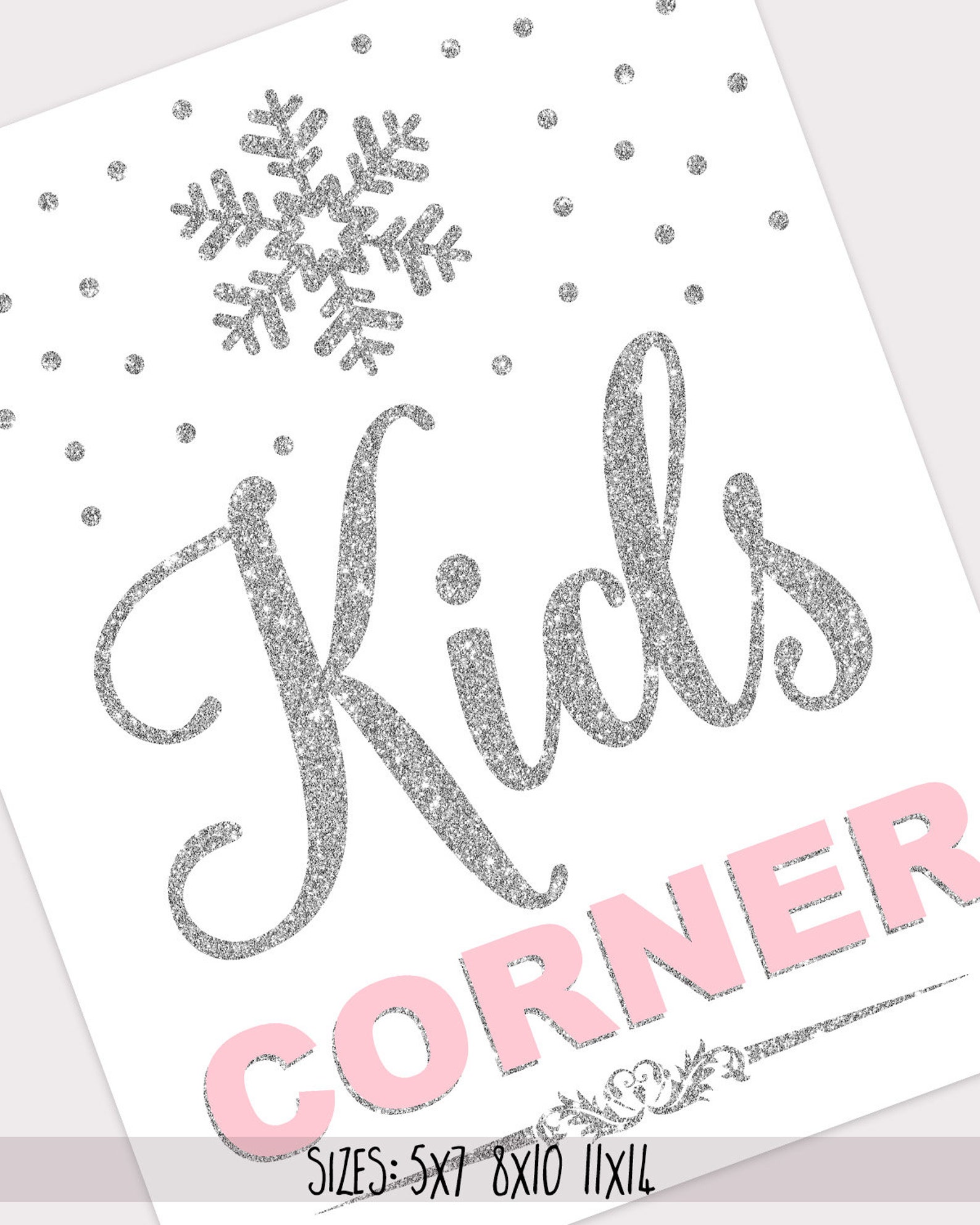 Kids Corner Sign Printable Winter Onederland Decorations - Etsy