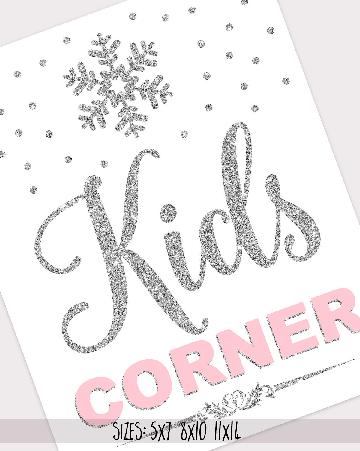 Kids corner sign printable winter onederland decorations | Etsy