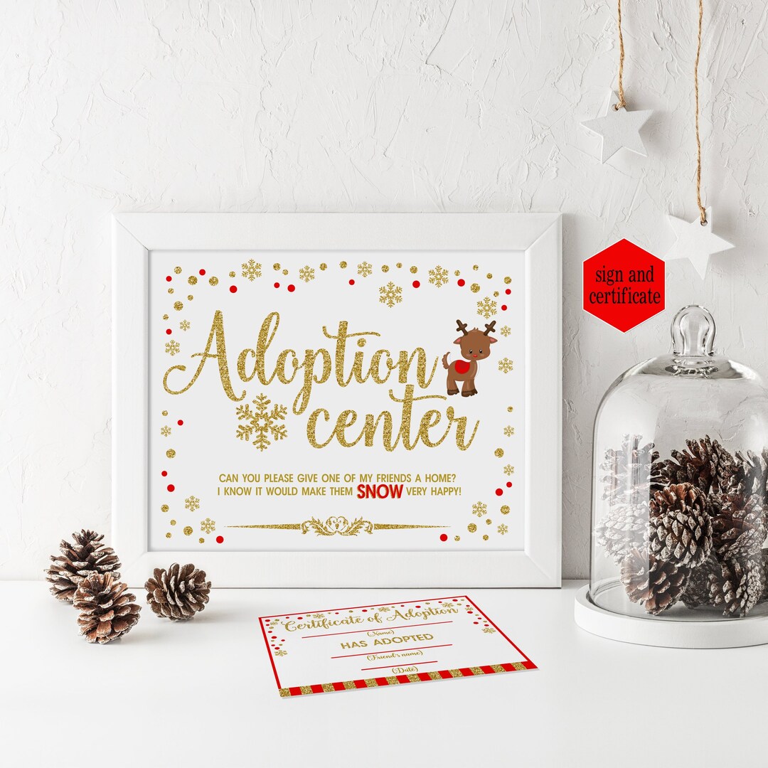 Reindeer Adoption Center Sign and Certificate Printable, Winter ...