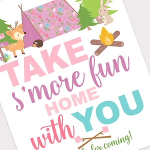Take S'more Fun Home With You Sign Printable, S'mores Bar, Girl Camping ...