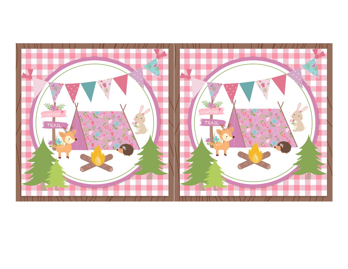 Camping Happy Birthday Banner Girl Camp Birthday Party | Etsy