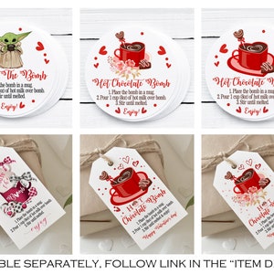 Hot Chocolate Bomb Tags Printable Hot Cocoa Bomb Tag Instructions ...