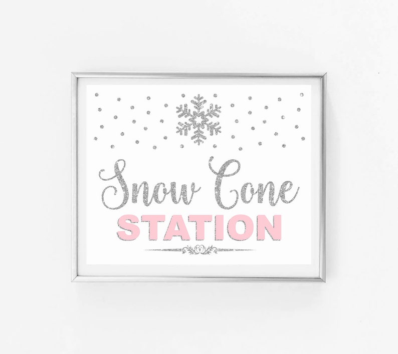 Snow Cone Station Sign Printable Winter Onederland | Etsy