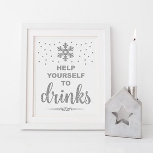 Help Yourself to Drinks Sign Printable, Winter Onederland Decorations ...