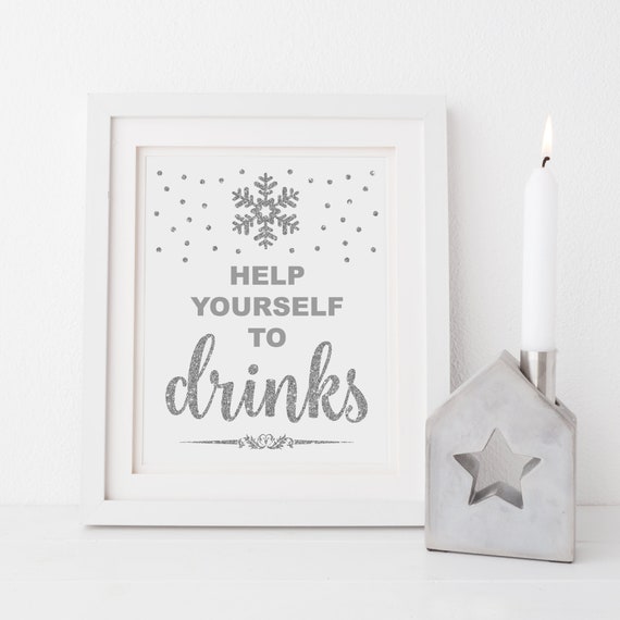 Help Yourself to Drinks Sign Printable Winter Onederland | Etsy