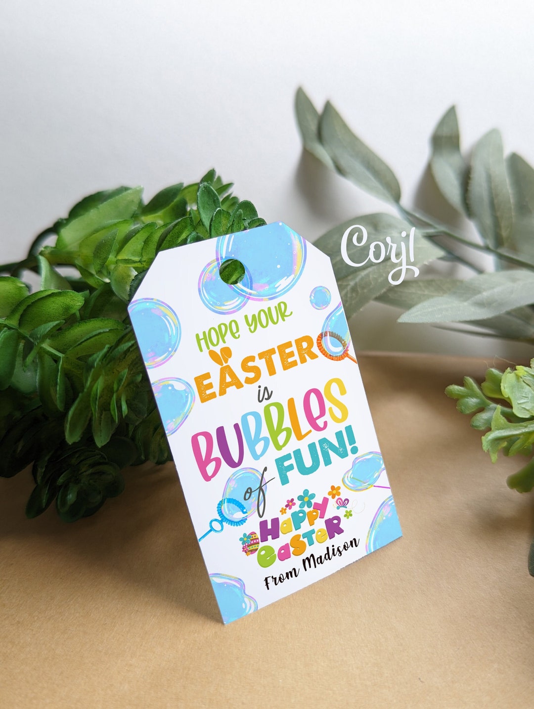 Editable Easter Bubbles Tags Printable, Treat Gift Tag, School Easter ...