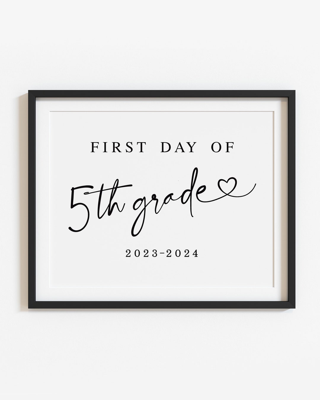 Minimalist First Day of 5th Grade Sign Printable Modern Kids - Etsy