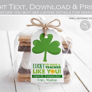 Editable St. Patrick's Day Tag Printable, St. Patty's Gift Tags for ...