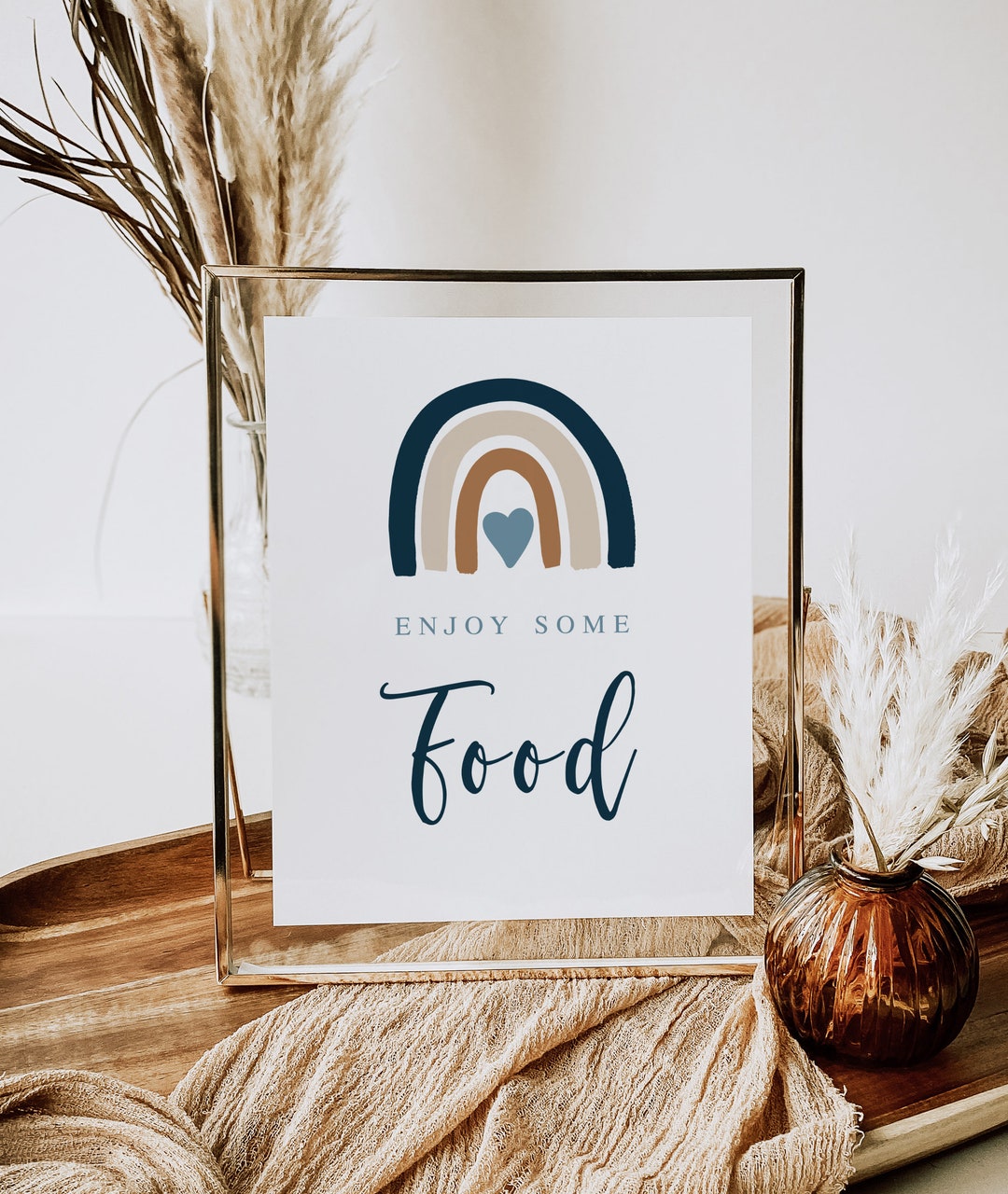 Food Bar Sign Printable, Boho Blue Rainbow Table Decorations, Boy Baby ...