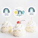 Editable Boho Blue Green Rainbow First Birthday High Chair Banner ...