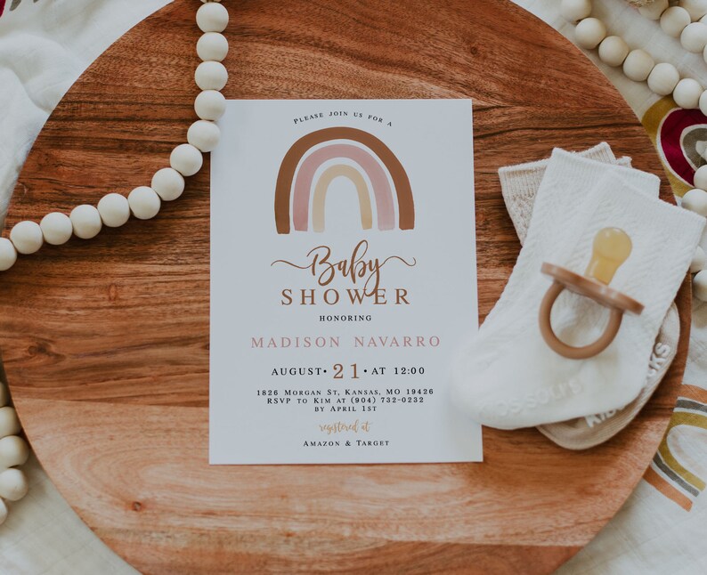 EDITABLE Boho Rainbow Thank You Tag Printable Bohemian Baby - Etsy