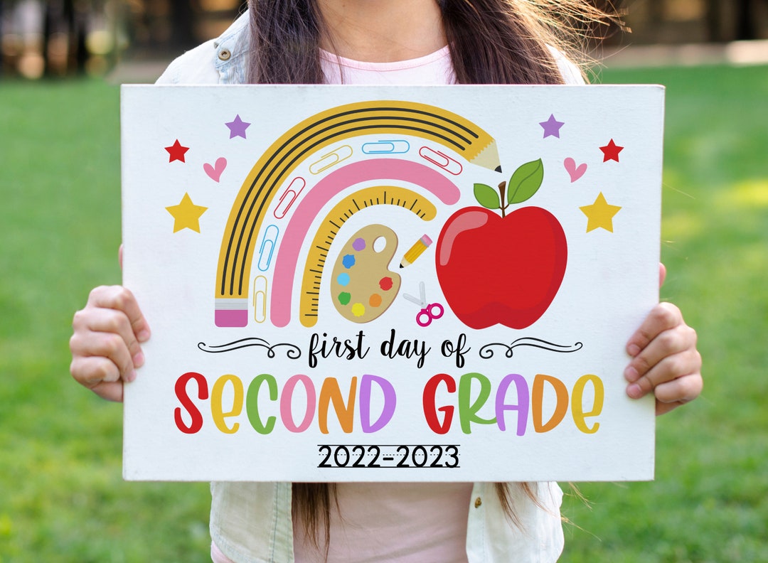 Rainbow First Day of 2nd Grade Sign Printable Girl Back to - Etsy