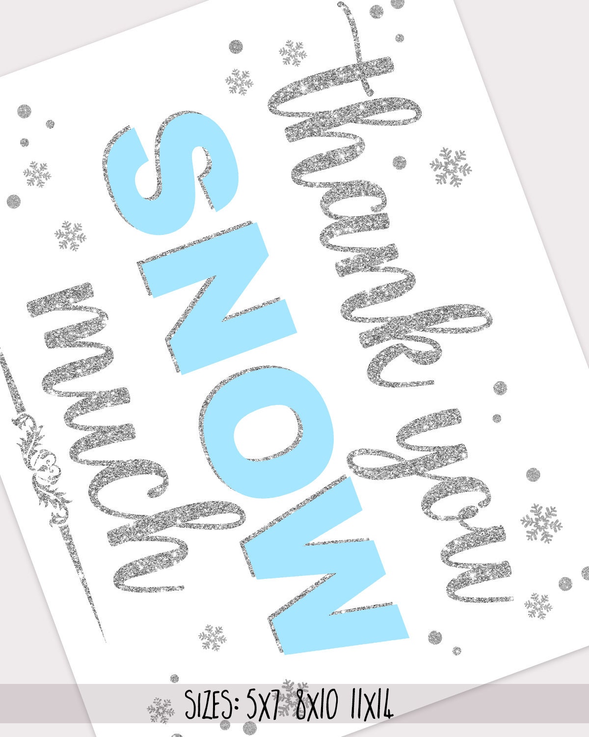 Thank You Snow Much Sign Printable, Winter Onederland Decorations, Blue ...