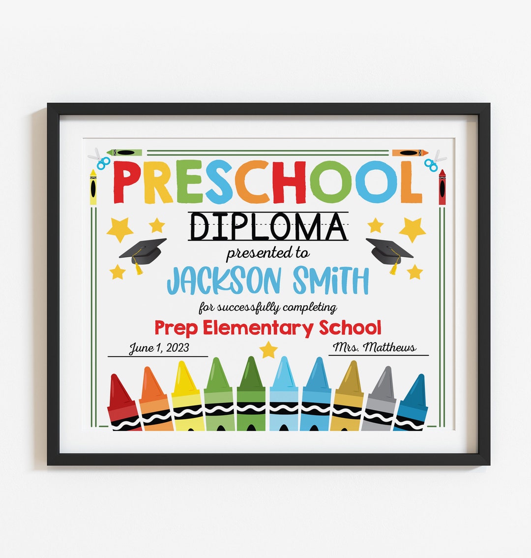 ANY GRADE Editable Preschool Diploma Printable, Preschool Certificate ...