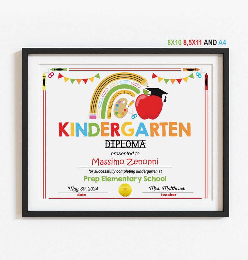 ANY GRADE Editable Diploma, Kindergarten Certificate, Preschool Diploma ...