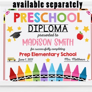 ANY GRADE EDITABLE Preschool Diploma Printable Personalized - Etsy