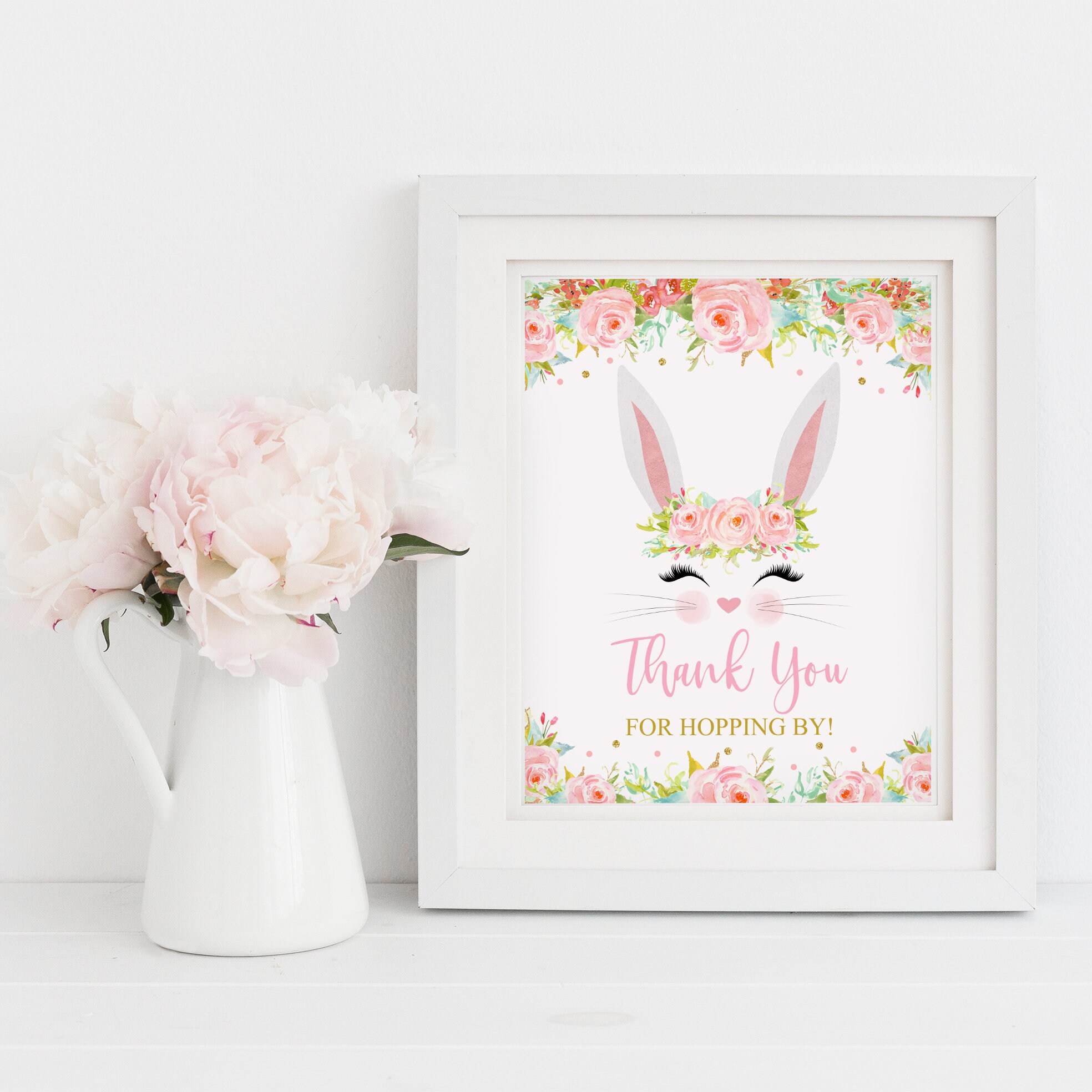 Thank You for Hopping by Sign Printable, First Birthday Sign, Bunny ...