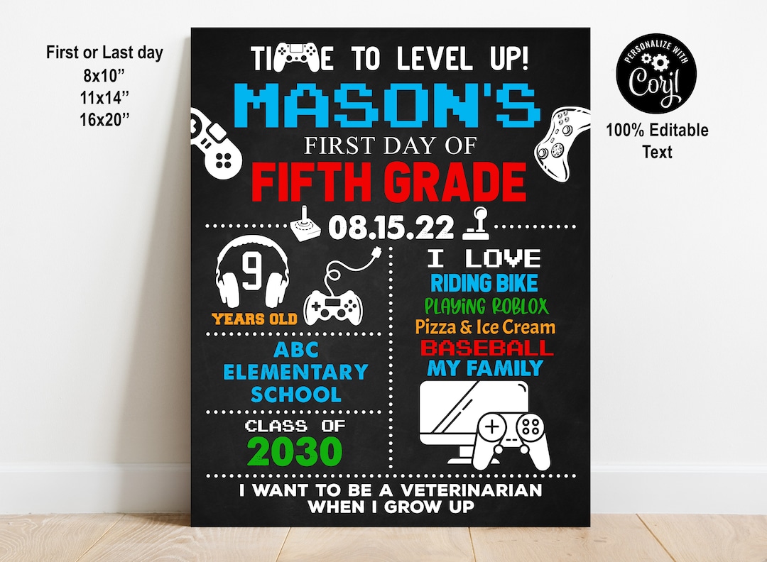 EDITABLE Gamer First or Last Day of School Sign Printable, Video Game ...