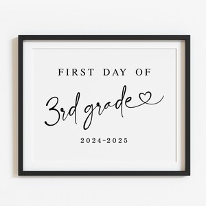 Minimalist First Day of 3rd Grade Sign Printable, Modern Kids Back to ...