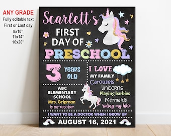 Princess First Day of School Sign Printable Girl Back to - Etsy