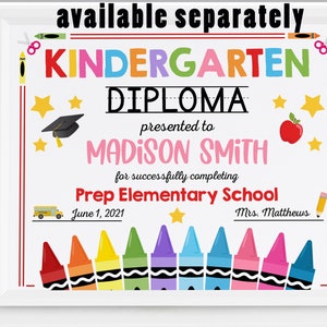 ANY GRADE EDITABLE Kindergarten Diploma Printable - Etsy